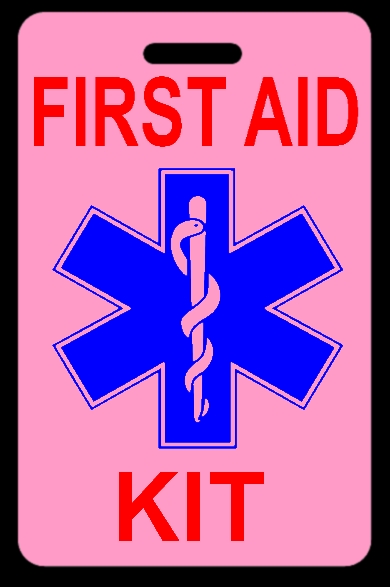 Pink FIRST AID KIT Bag Tag - FREE Personalization - New | eBay